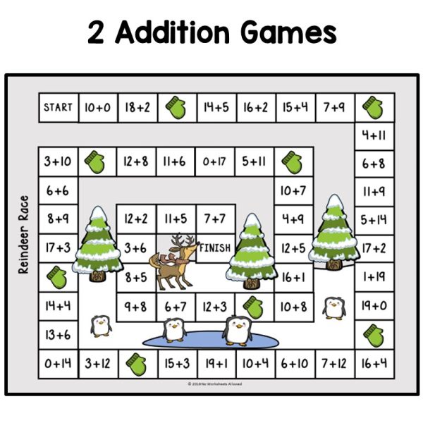 Winter Addition and Subtraction Within 20 Games - Made By Teachers