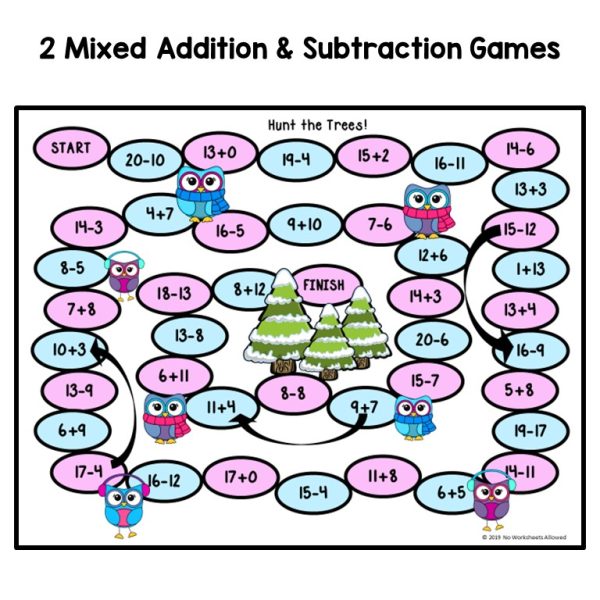 Winter Addition and Subtraction Within 20 Games - Made By Teachers