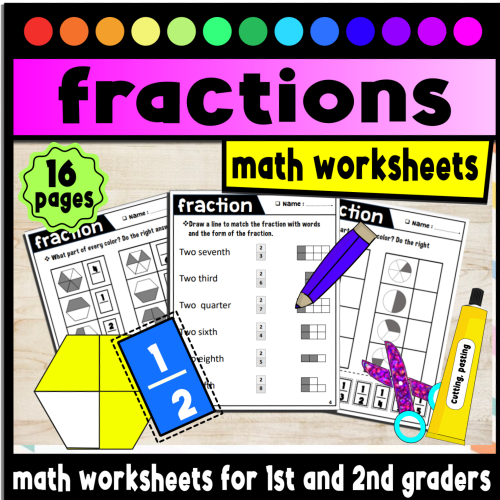 fractions math worksheets for 1st and 2nd graders - Made By Teachers