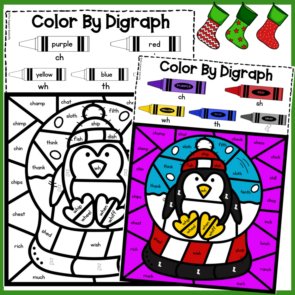 Christmas Activities Color by Digraphs - Made By Teachers