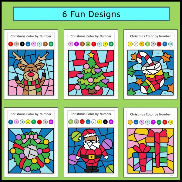 Christmas color by Number Pictures - number & color word reading ...