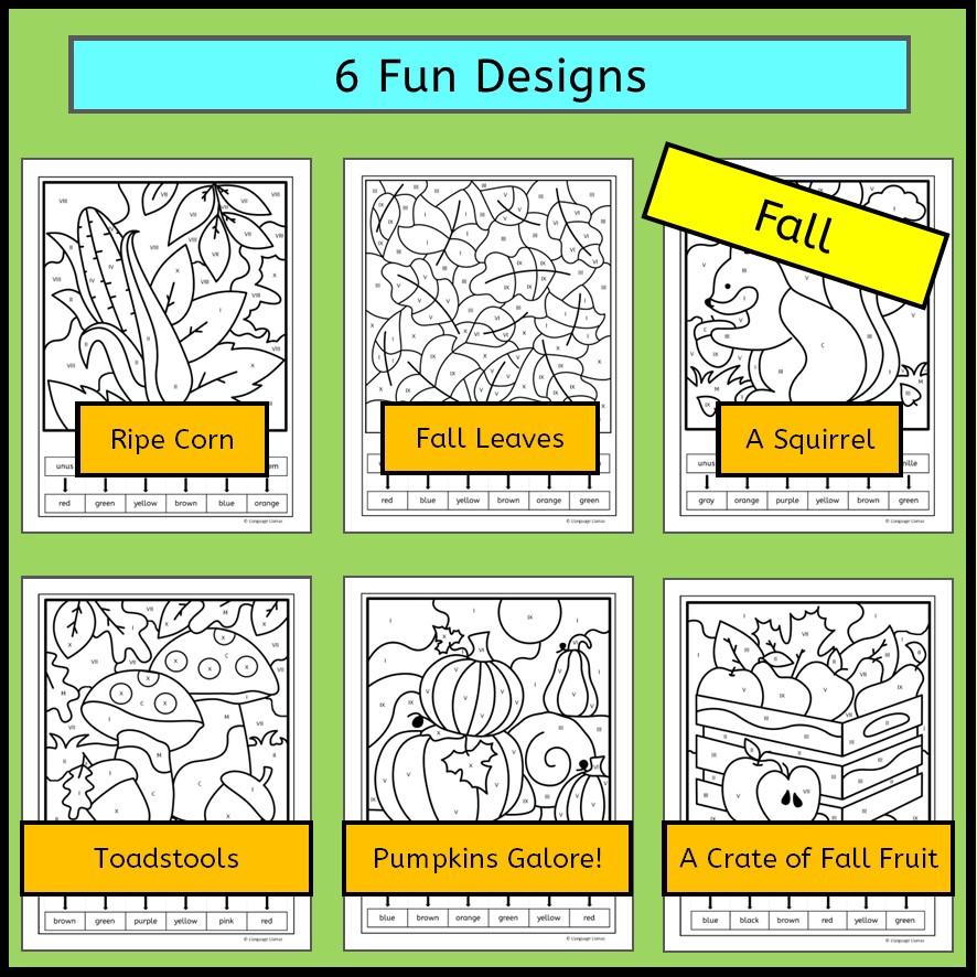 Latin Seasons Color by Number Pictures - Seasonal Bundle | Made By Teachers