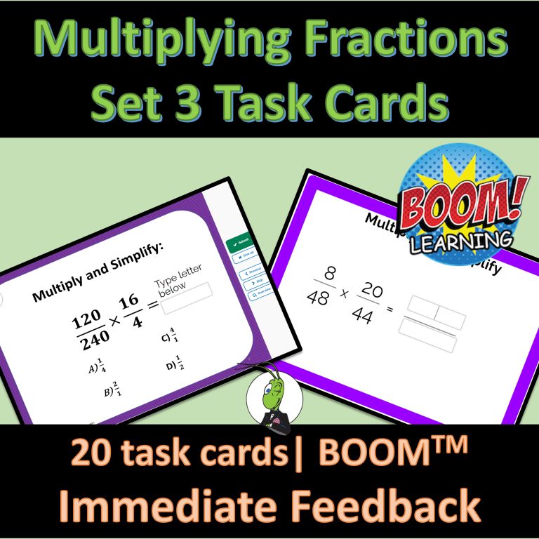 Multiplying Fractions Set 3 Boom Digital Task Cards | Made By Teachers