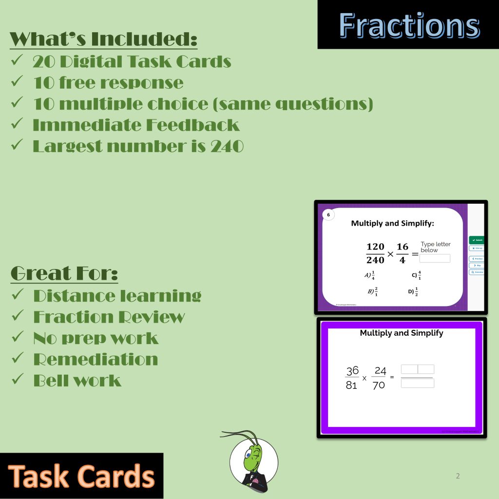 Multiplying Fractions Set 3 Boom Digital Task Cards | Made By Teachers