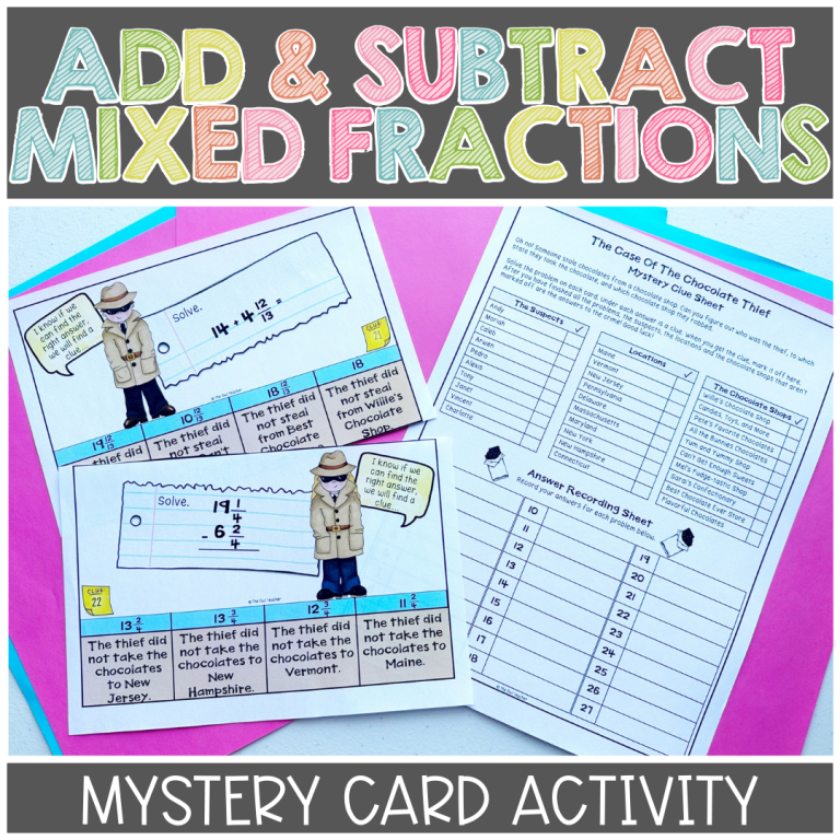 Adding and Subtracting Mixed Fractions with Like Denominators Math ...