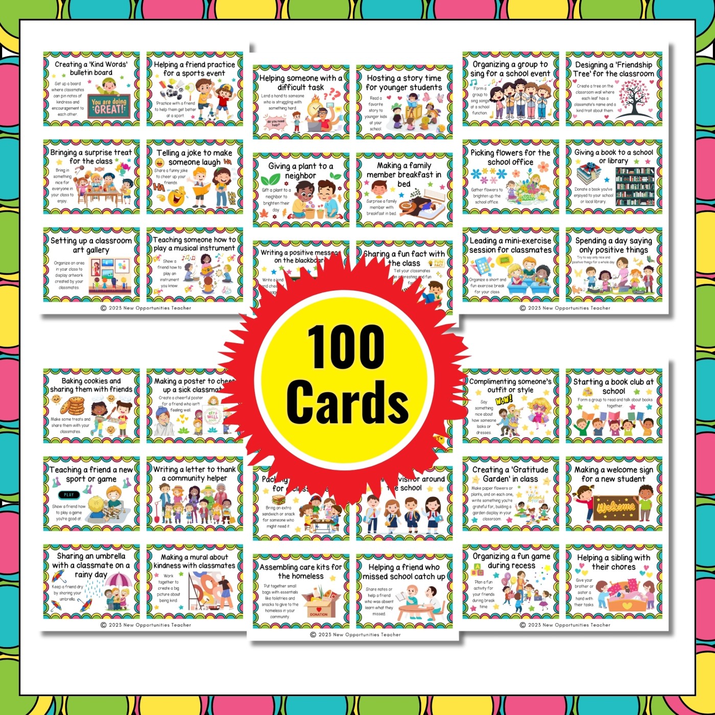 100 Acts of Kindness Posters & Bonus Flashcards | Celebrate 100 Days of ...