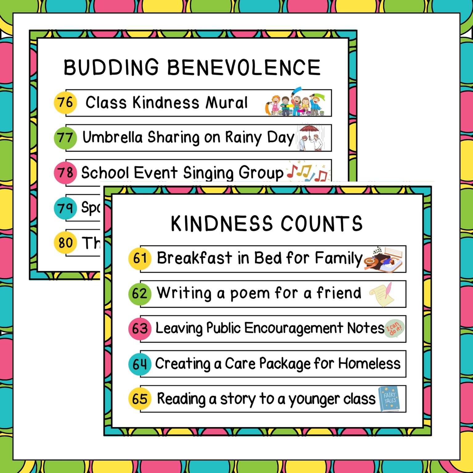 100 Acts of Kindness Posters for 100 Days of School | Printable ...