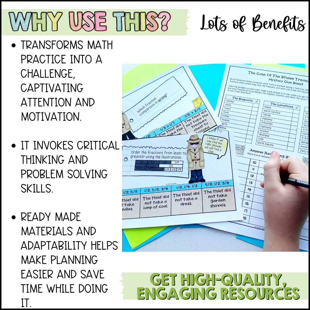 Comparing & Ordering Fractions Math Mystery | Made By Teachers