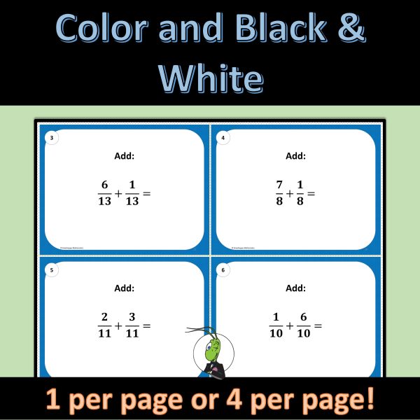 Adding Fractions Task Cards, Google Slides and Google Forms Set 0.5 ...