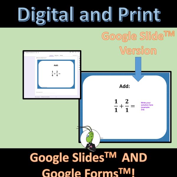 Adding Fractions Task Cards, Google Slides and Google Forms Set 0.5 ...