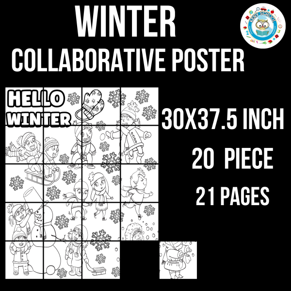 Winter Collaborative Posters Art Coloring Pages|Fun Winter Activity ...