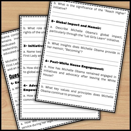 Michelle Obama Reading Comprehension Passage & Questions | Black ...