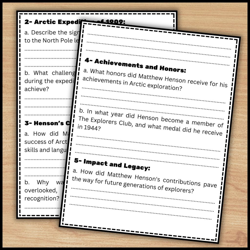 Matthew Henson Reading Comprehension Passage & Questions | Black ...