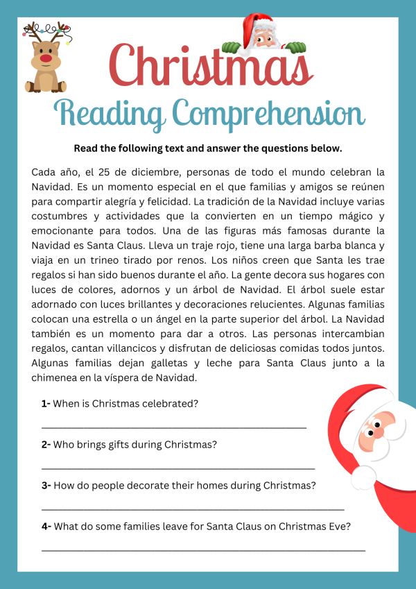 Christmas Spanish Worksheet Activity Pack for Young Learners - Made By ...