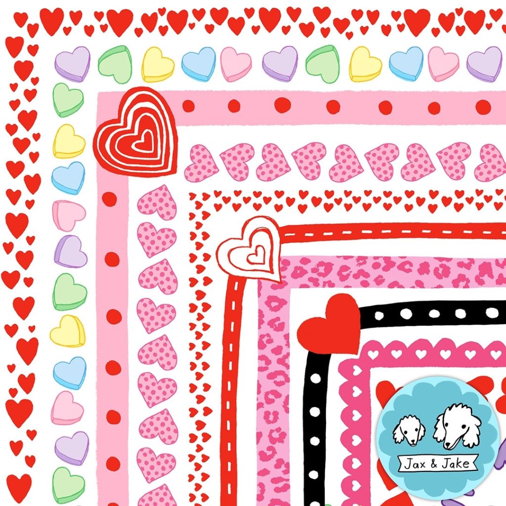 Valentines Day Clipart Borders, Candy Heart Clip Art Frames, Includes ...