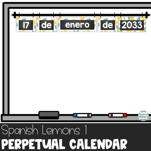 Spanish Flip Calendar for Farmhouse Classroom Decor - Chalkboard and ...