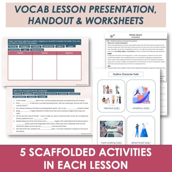 B1 Intermediate Vocabulary Lesson Plans, Activities, Worksheets Bundle ...