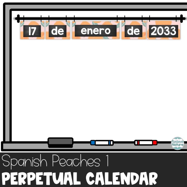 Spanish Flip Calendar for Farmhouse Classroom Decor - Chalkboard and ...