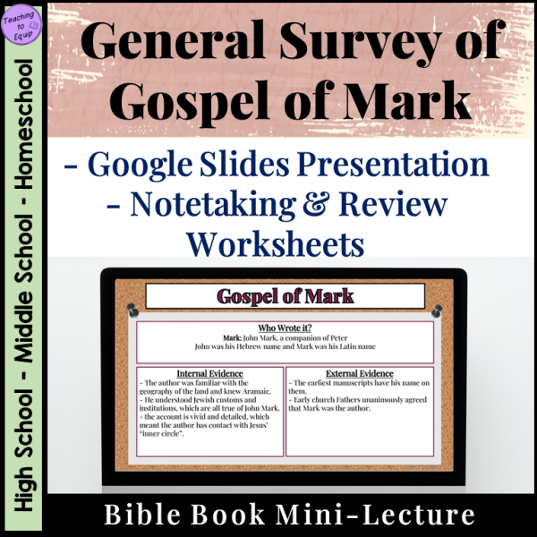Gospel of Mark Bible Book Overview Lecture with Notes and Review - Made ...