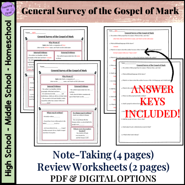 Gospel of Mark Bible Book Overview Lecture with Notes and Review - Made ...