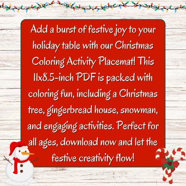 Christmas Coloring Activity Placemat Tic Tac Toe Word Scramble Maze ...