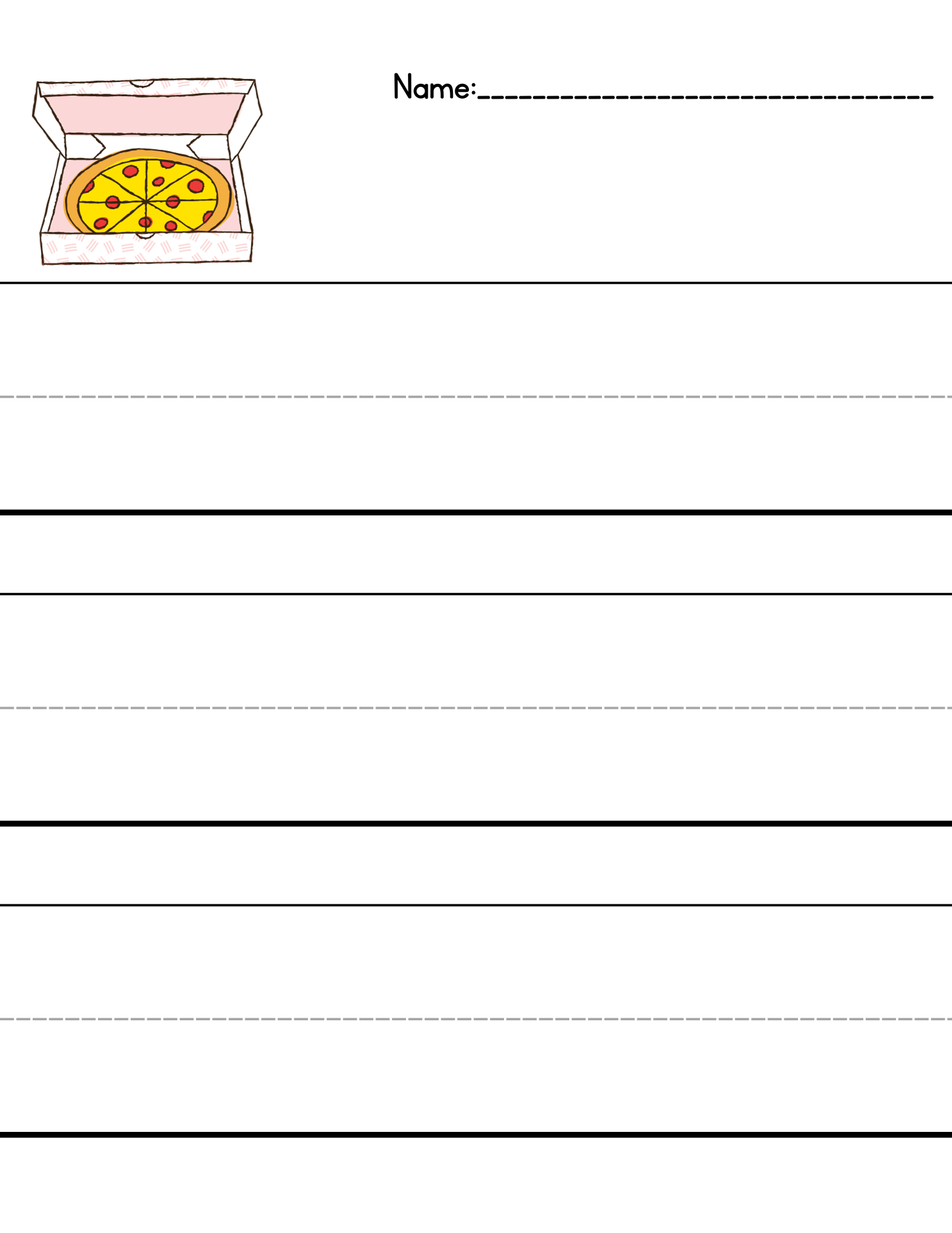 *Differentiated Writing Center* Leveled Lined Paper | Food Version ...