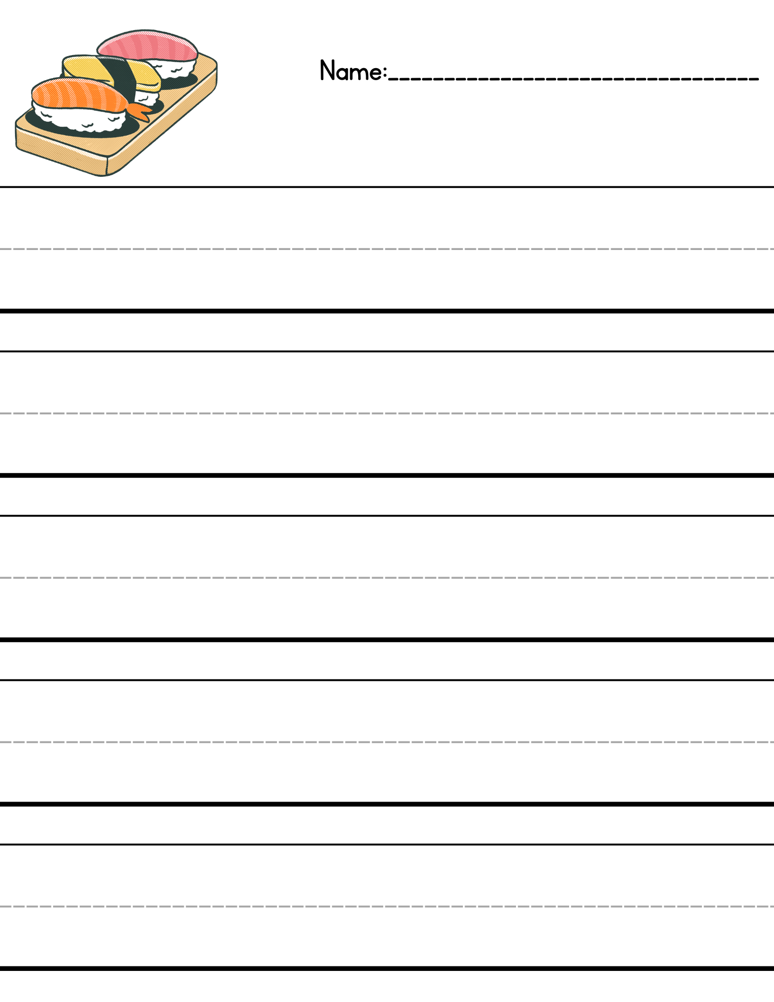 *Differentiated Writing Center* Leveled Lined Paper | Food Version ...