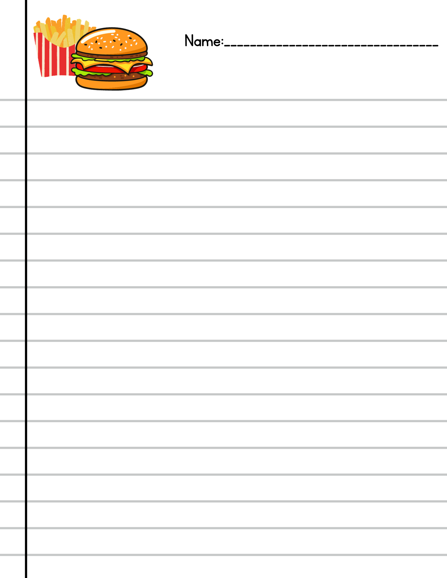 *Differentiated Writing Center* Leveled Lined Paper | Food Version ...