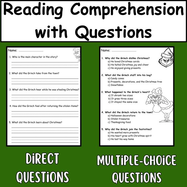 The Grinch Day Reading Comprehension & Questions| How The Grinch Stole ...