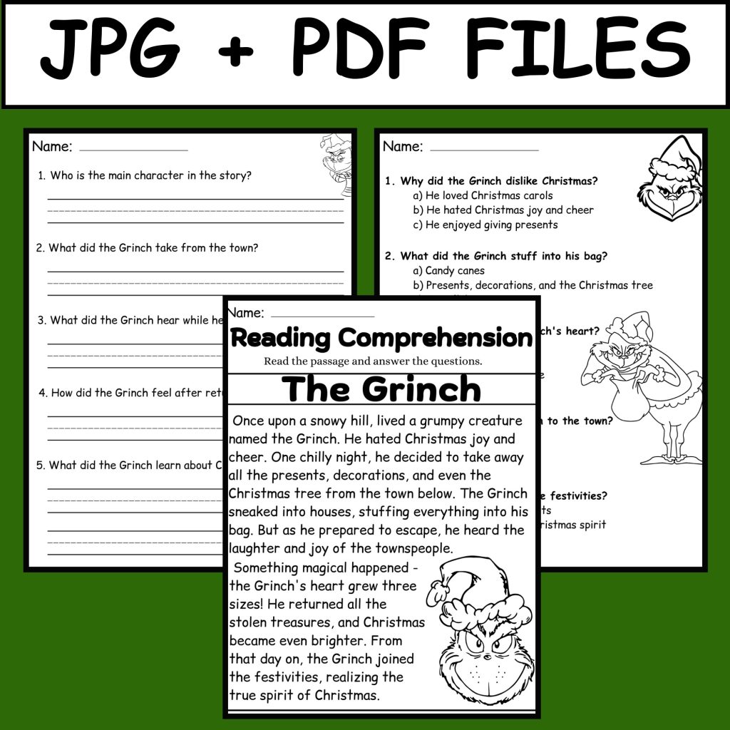 The Grinch Day Reading Comprehension & Questions| How The Grinch Stole ...