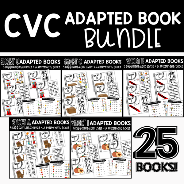 CVC Adapted Books BUNDLE, Special Education Interactive Books, Short ...
