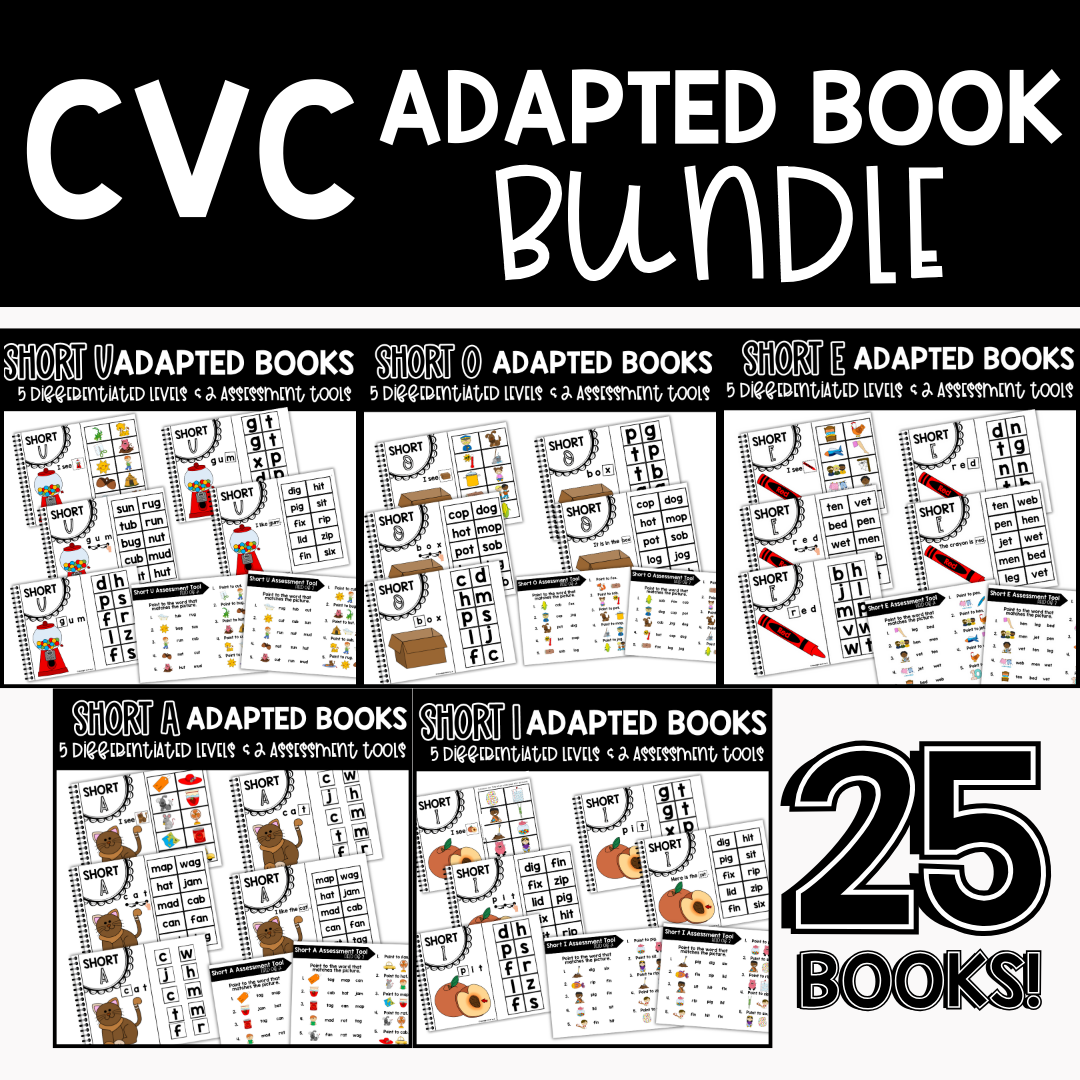 CVC Adapted Books BUNDLE, Special Education Interactive Books, Short ...