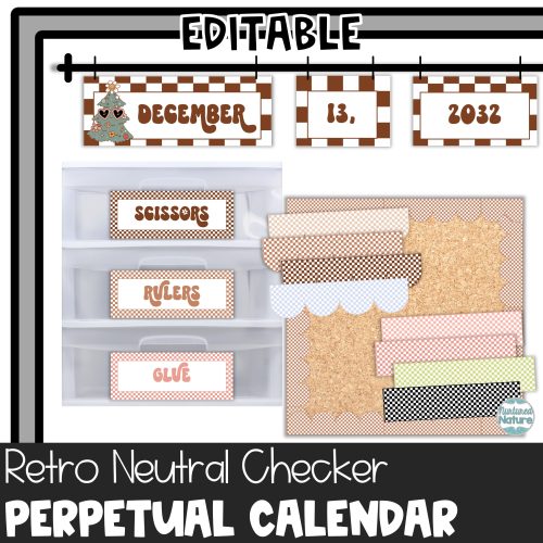 Neutral Retro Classroom Decor Bundle – Borders, Editable Labels, Flip ...