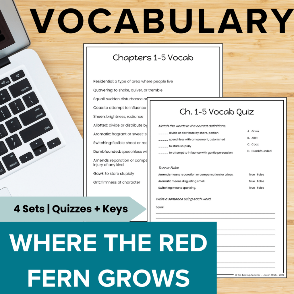 Where the Red Fern Grows Vocabulary, Quizzes, + Answer Keys - Made By ...