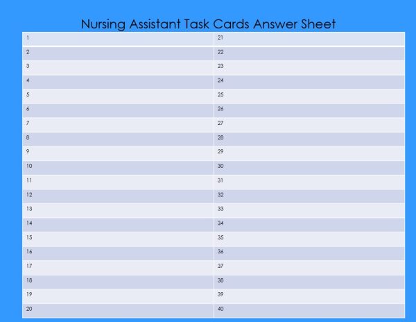 What Do You Know About Being a Nursing Assistant? Task Cards (Pre-test ...