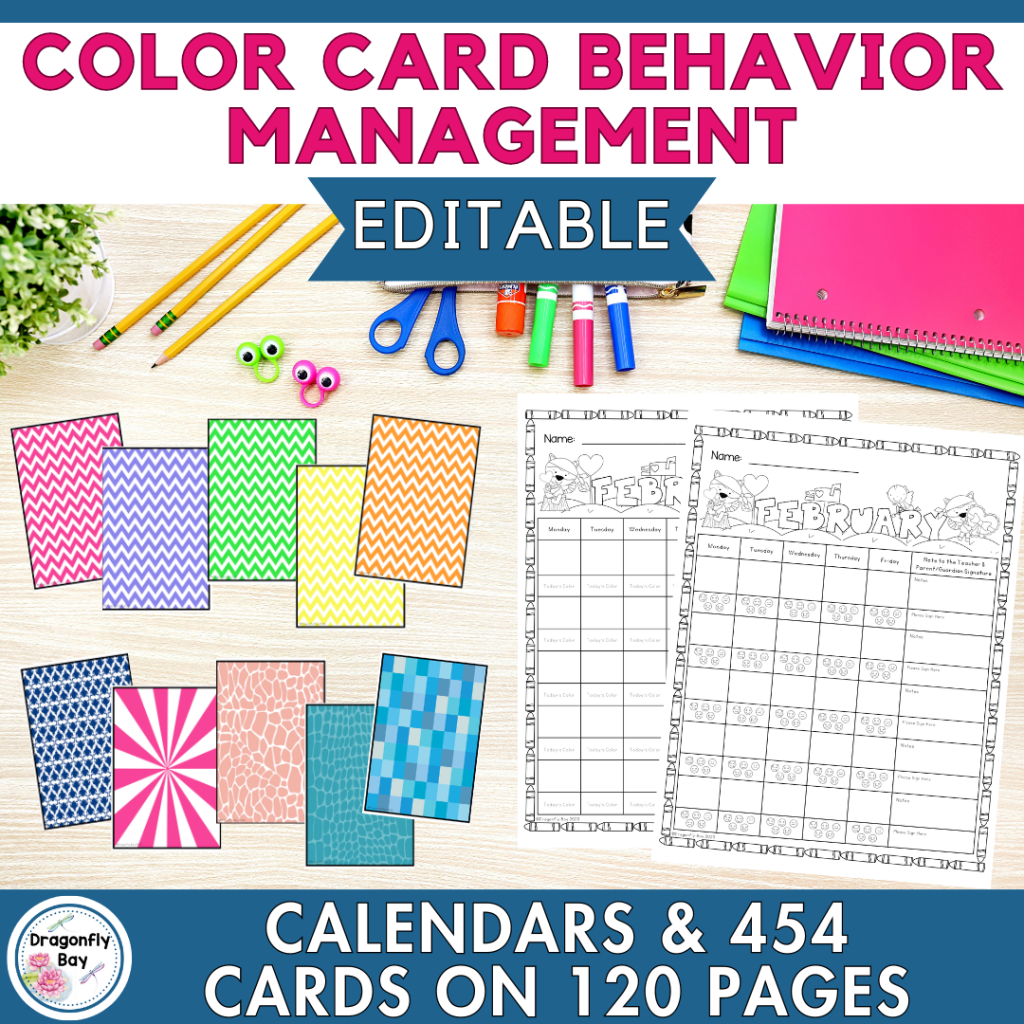 Color Cards Behavior Management with Editable Monthly Behavior Log ...