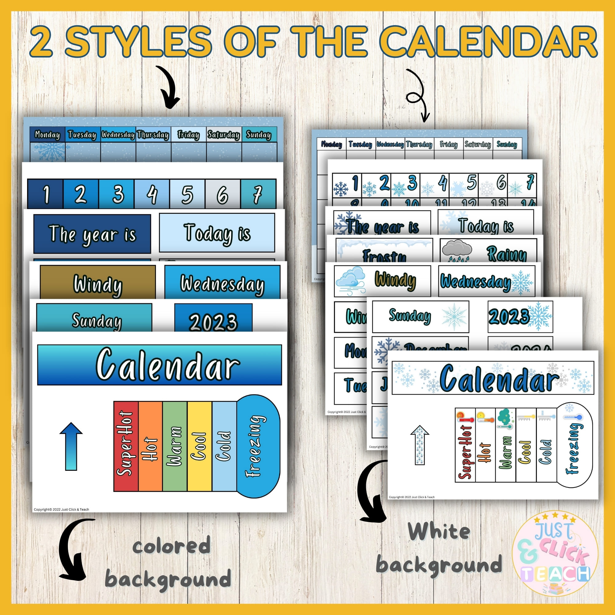 Classroom Calendar Set weather chart |Pocket Chart Calendar Cards ...