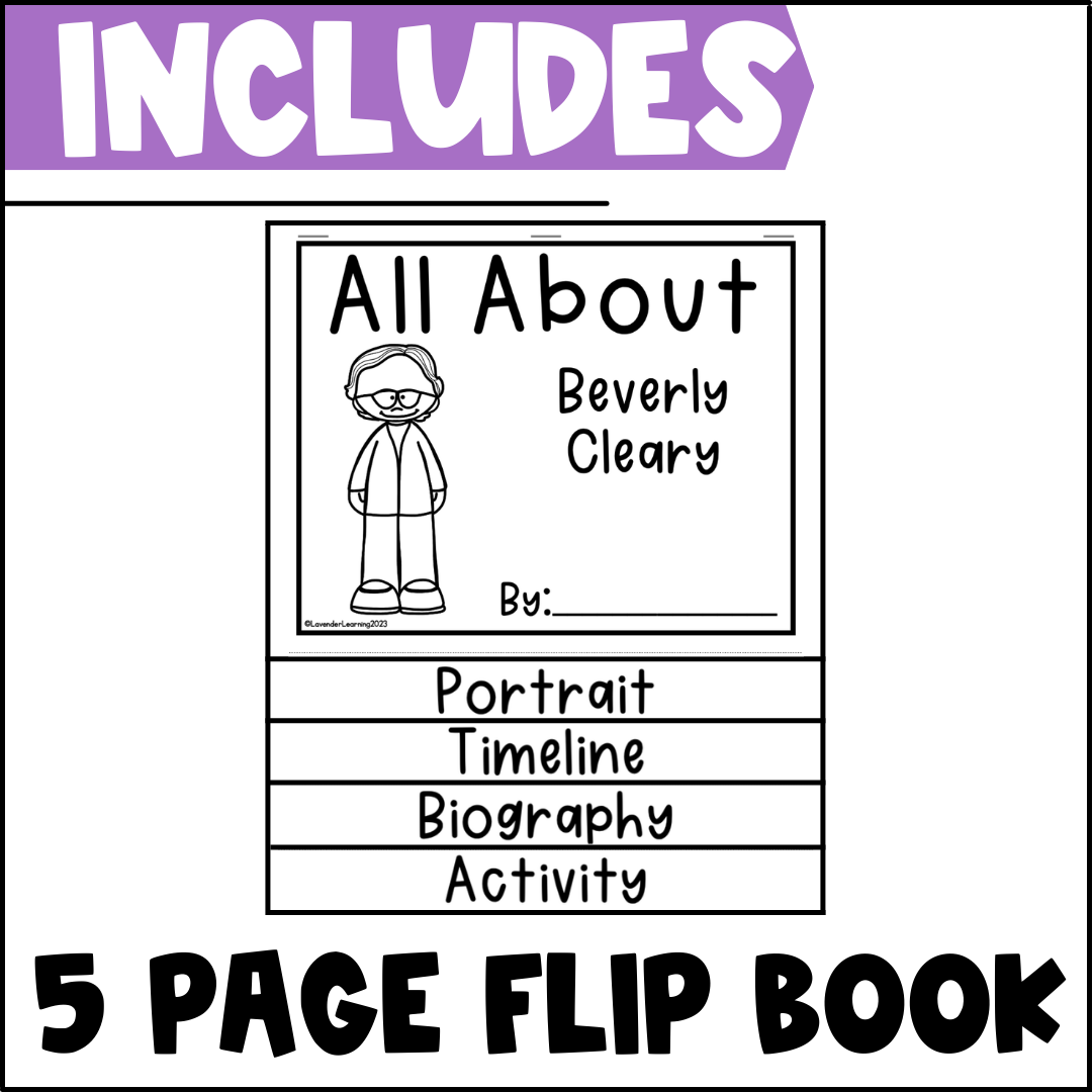 Beverly Cleary Biography Activities - Children's Book Author Study ...