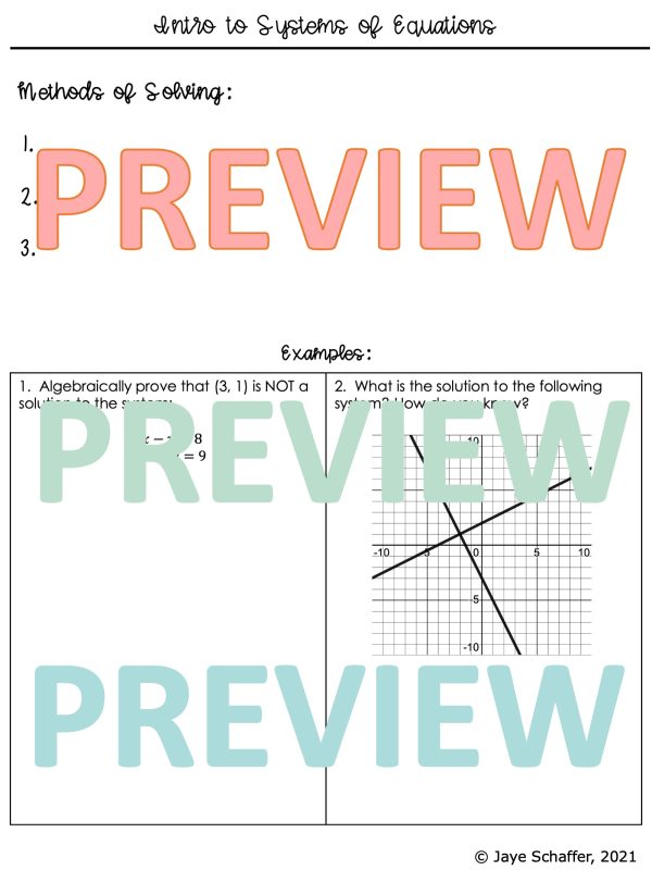 Algebra 1 Intro to Systems of Equations Guided Notes - Made By Teachers