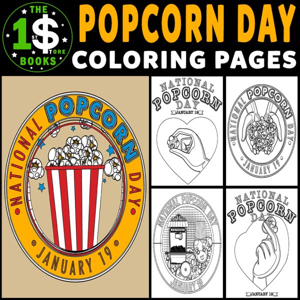 National Popcorn Day Coloring Pages | 19 January Holiday Coloring ...