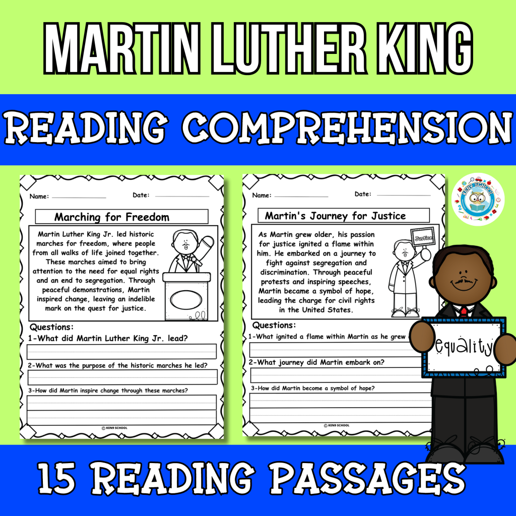 Martin Luther King Jr Reading Comprehension Passages and Questions ...