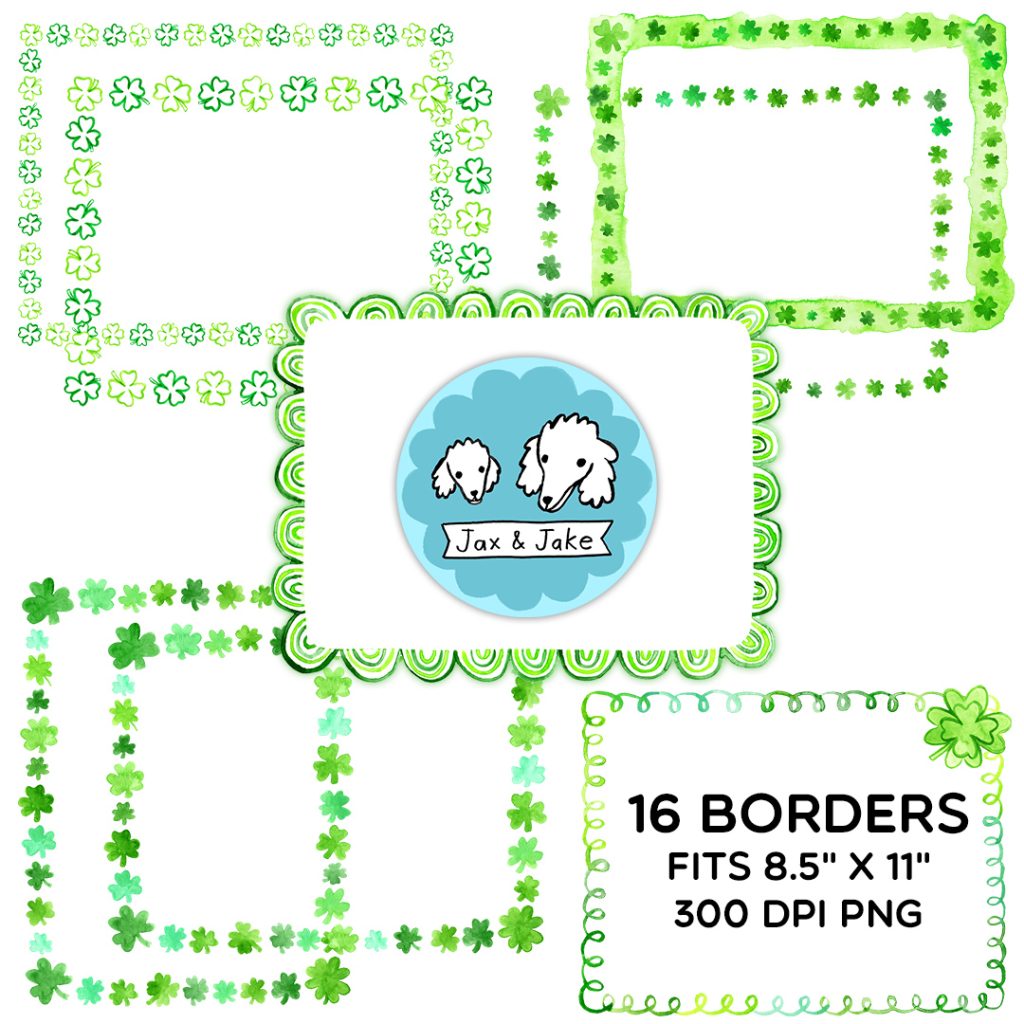 St. Patricks Day Watercolor Clipart Borders - March Clip Art Frames ...