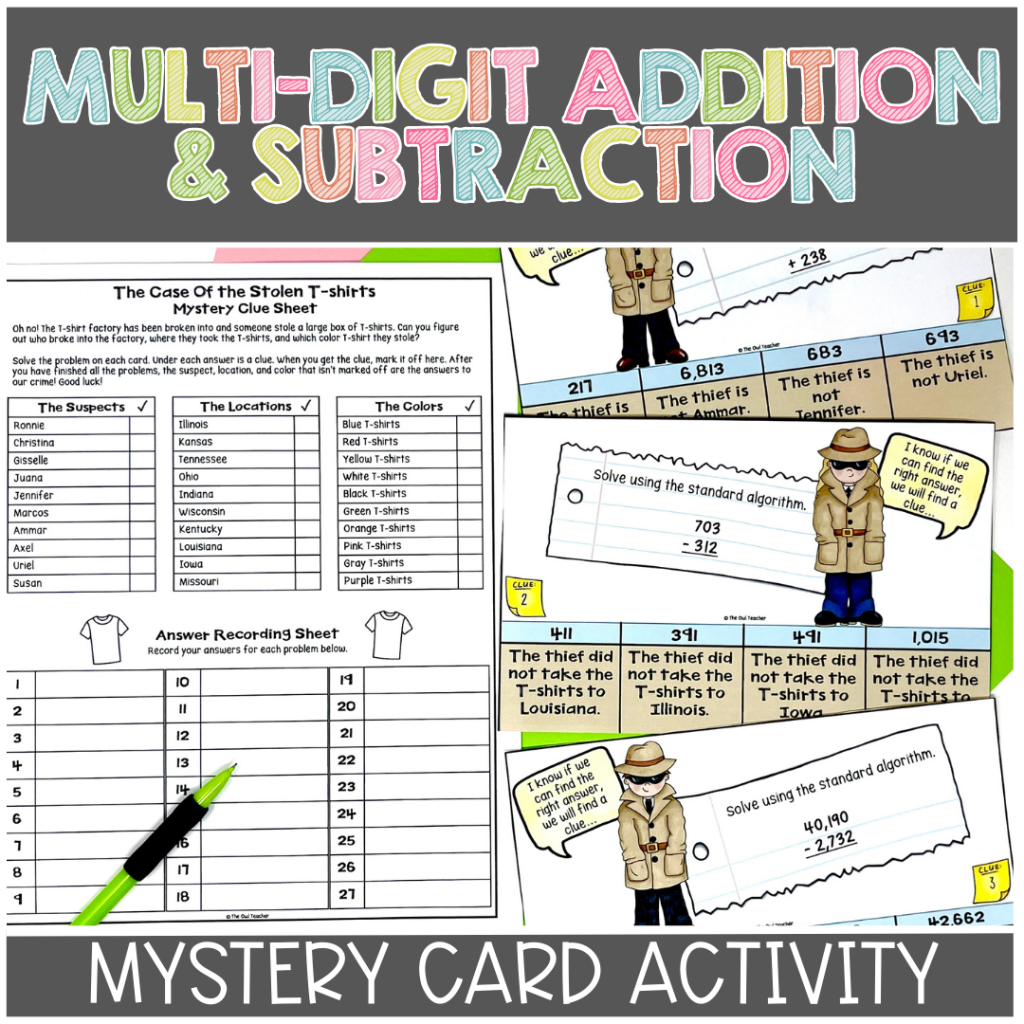 Multi-Digit Adding and Subtracting Math Mystery | Made By Teachers