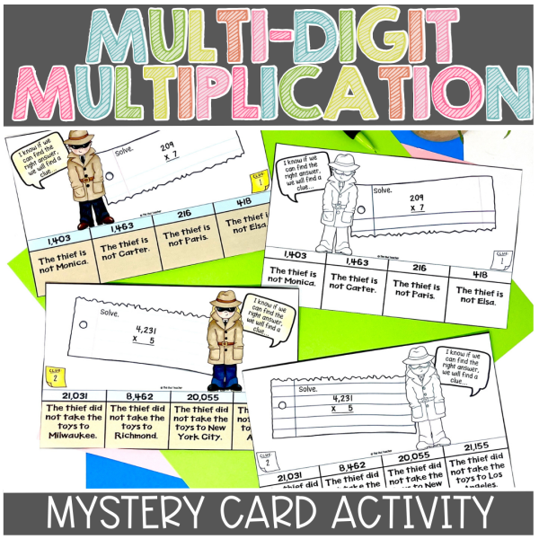 Multiplying Multi-Digit Numbers Mystery Cards | Made By Teachers