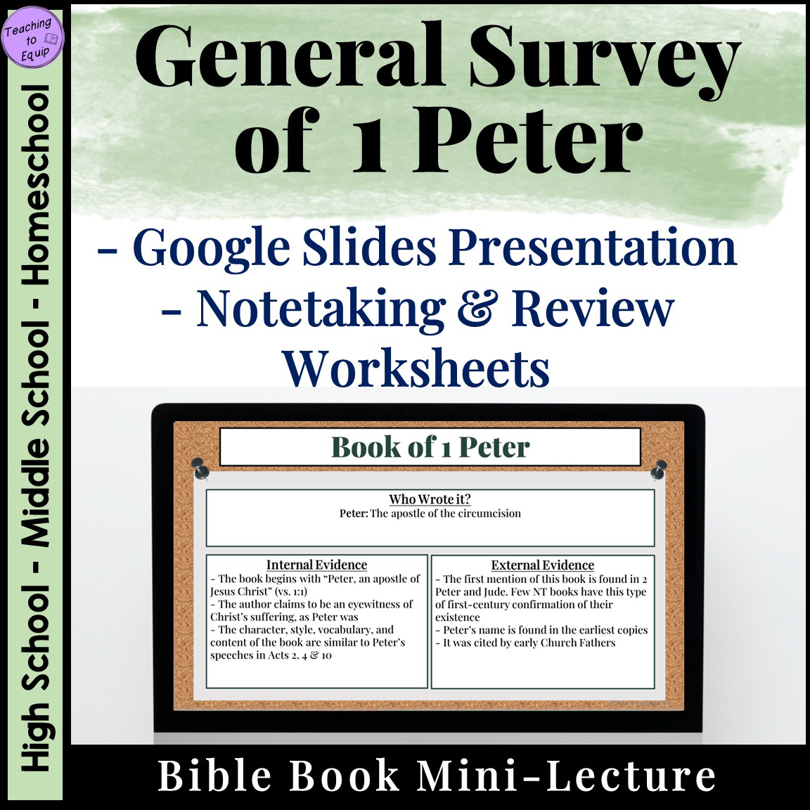 Book of 1 Peter Bible Overview Lecture Presentation with Notes and ...