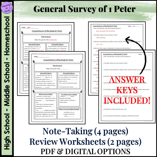 Book of 1 Peter Bible Overview Lecture Presentation with Notes and ...
