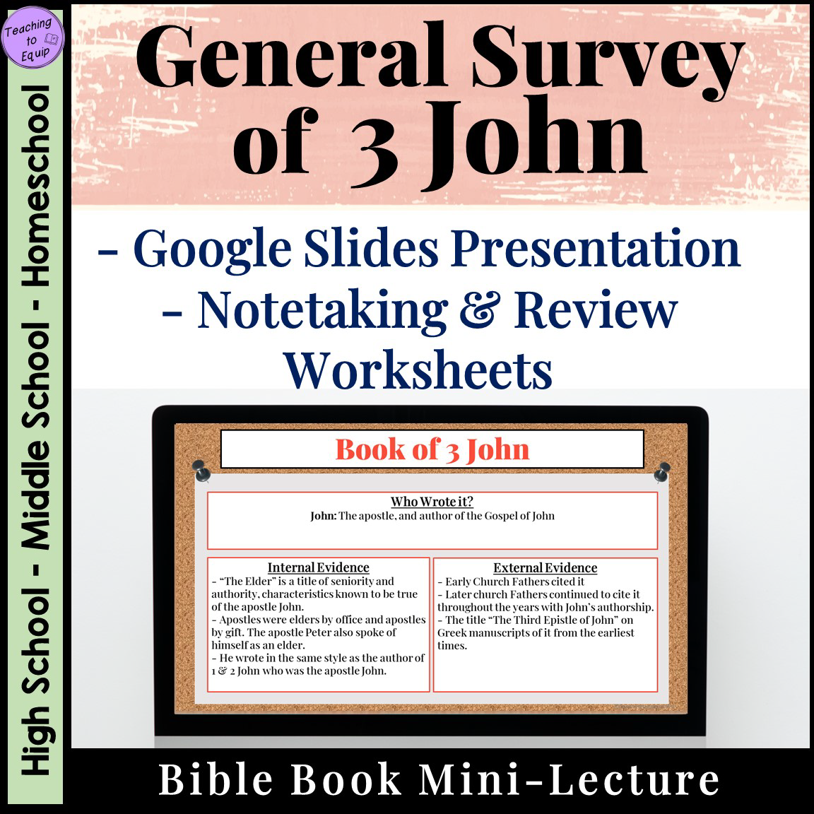 Gospel of John Bible Book Overview Lecture Presentation with Notes and ...