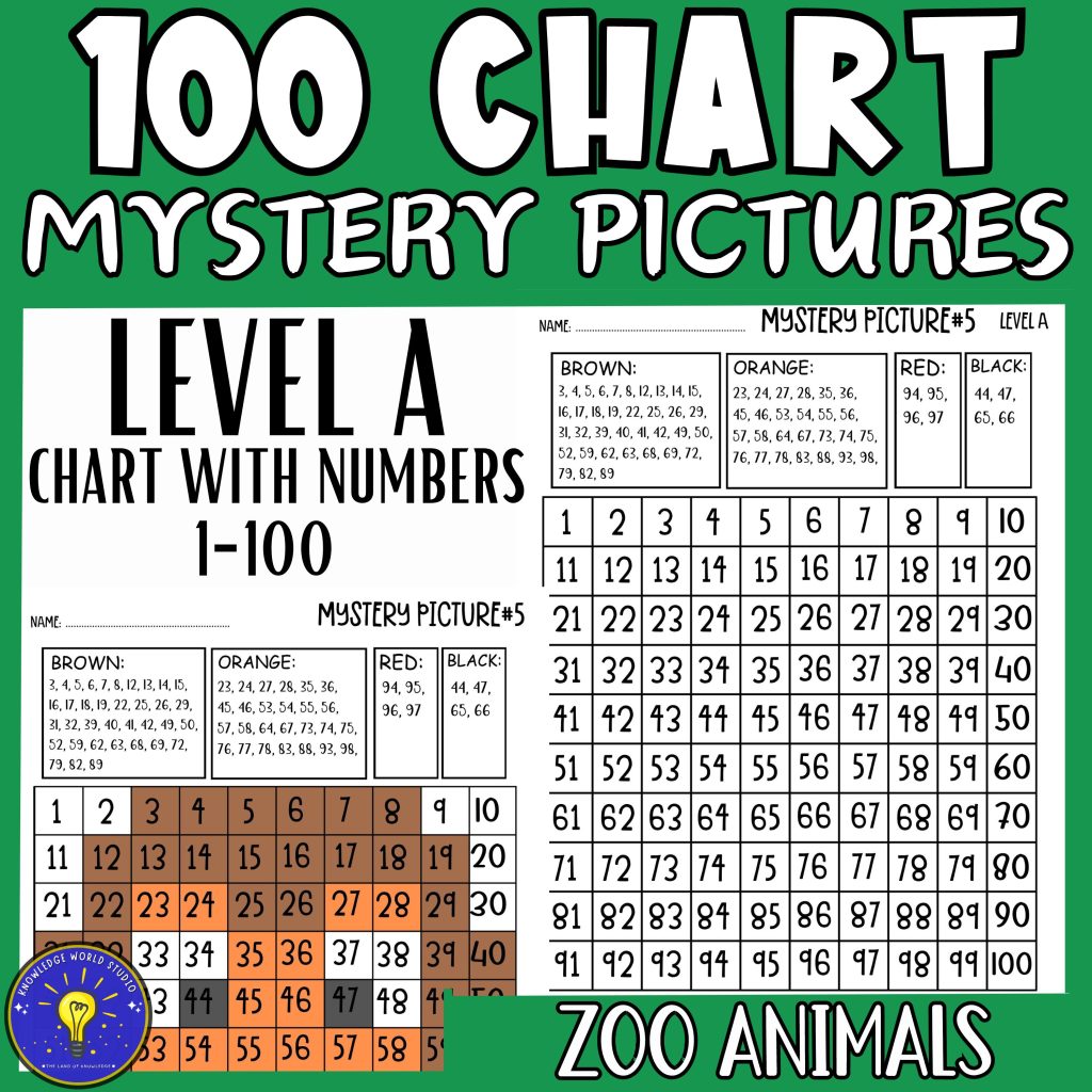Zoo Animals Hundreds Chart Mystery Pictures | Math 100s Chart ...