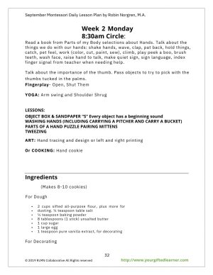 Montessori Lesson plans QUARTERLY Curriculum 12 weeks SEP OCT NOV ...