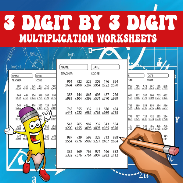3 Digit by 3 Digit Multiplication Worksheets-Exam Math Multiplication ...
